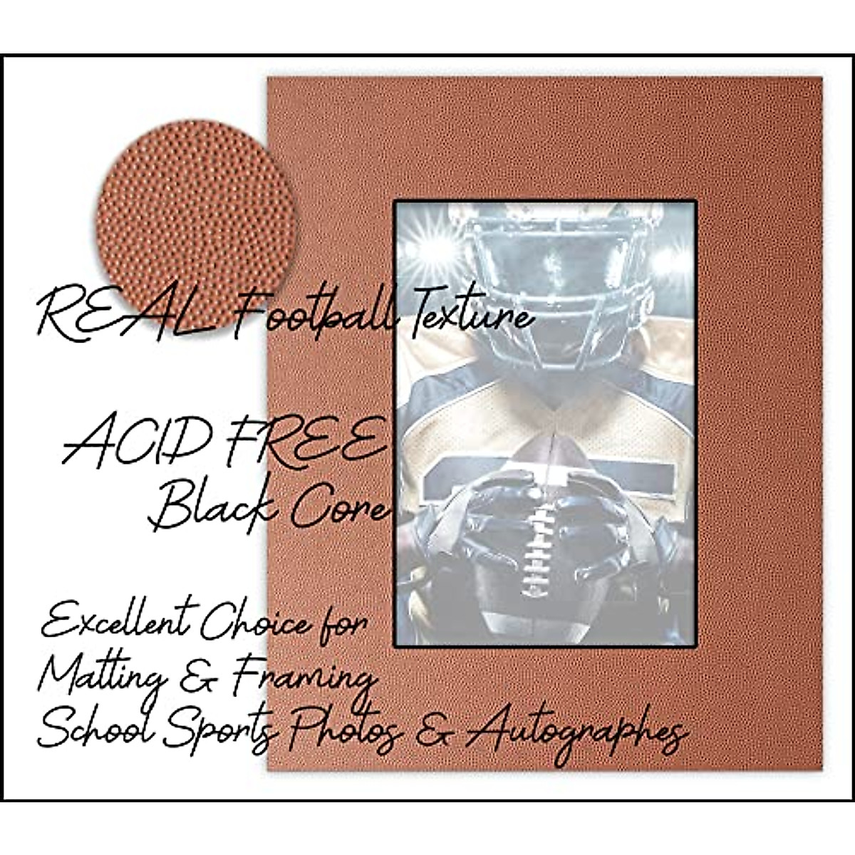 Pack of 25 Acid Free 16x20 Mats Bevel Cut for 11x17 Photos - Football Texture Precut Matboards For Pictures, Photos, Framing - 4-ply Thickness