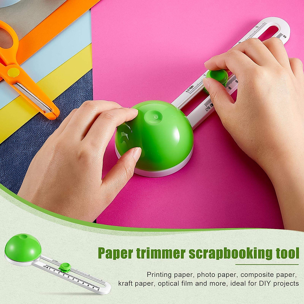 2 Pieces Circular Paper Cutter Rotary Circle Paper Cutter Paper Trimmer Scrapbooking Tool Rotary Cutter Craft Supplies Round Cutting Knife Model Cards Cutters for Art and DIY Crafts, Cards Making