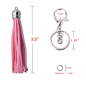 PAMIR TONG 100pcs Faux Suede Leather Bulk Sets Tassels for Decorations, Key Chain, Earring, Cellphone Straps,Jewelry Accessories,DIY Craft (Silver, Keychain)