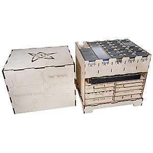 The Broken Token Arkham Horror 2nd Edition Compatible Game Crate - Wooden Storage Box with Multiple Trays and Dividers