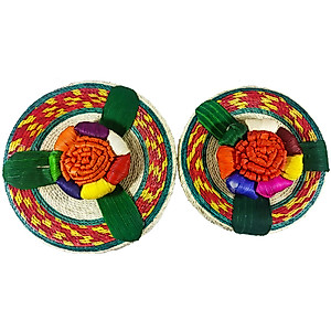 Handwoven Basket & Tortilla Cloths by Jacq & Jürgen - 2 Pack Natural Medium and Large Floral Bundle – 100% Palm Mexican Art