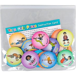 Yoga Chips - Yoga for Kids with 24 Chips with Poses and Instruction Card - Encourage Students to Exercise, be Calm, de-Stress, and be Mindful