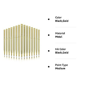Zonon Gold Slim Ballpoint Pens Black Ink 1 mm Medium Point Metallic Retractable Pens Gold Metal Pen for Wedding Business Office Supplies Students Teachers Christmas Present (15 Pieces)