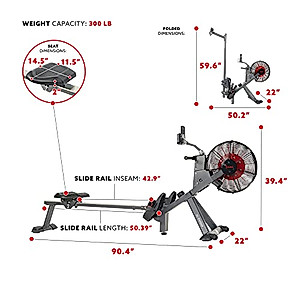 Sunny Health & Fitness Air Plus Magnetic Resistance Rowing Machine – SF-RW5940, gray