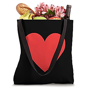 Lovely Cute Red Minimalist Heart on Black Tote Bag