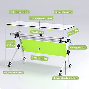 HM&DX Training Table Folding Desk,Conference Tables Meeting Tables,28'' Compact Desk for Small Spaces,Mobile Laptop Desk,Commercial Office Desk with Wheels,Compact Work Workstation for Home Office