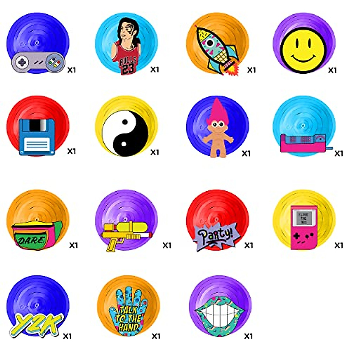 32 Piece 90s Party Hanging Swirls Decorations, Throwback 1990s Themed Party Supplies and Favors