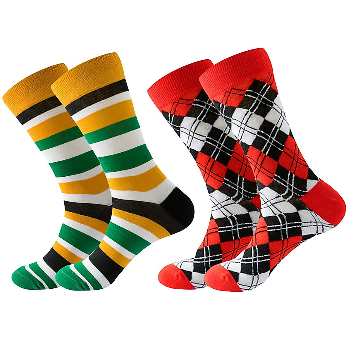 Santimon Dress Funny Novelty Breathable Athletic Cool Colorful Socks Casual Cushioned Crew Calf Socks For Men Yellow-Green 1 Pack