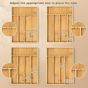 G.a HOMEFAVOR Bamboo Silverware Tray for Drawer-10 Inch Spoon Organizer For Kitchen Drawers - Kitchen Drawer Organizer for Silverware, Utensil, Flatware and Home Essentials, 10"x14"x2"