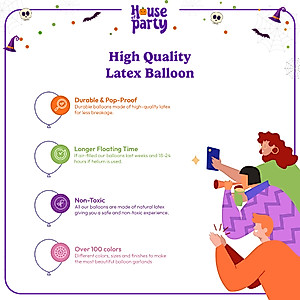 HOUSE OF PARTY Halloween Balloon Arch Kit 86 Pcs - 18/12/10/5 Inch Pink and Purple Halloween Balloon Garland Kit with 30" Witch Foil Balloon & PVC Bats for Halloween Balloons Decorations