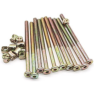 binifiMux 10-Pack M6 x 90mm Hex Allen Head Furniture Crib Baby Bed Bolt and Barrel Nuts, for Bunk Bed Chairs Cots Headboard