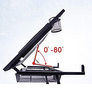 VejiA Drafting Table with Storage, Height Adjustable Tiltable Art Desk, Glass Panel Drawing Desk, for Work Study Painting Craft Table