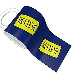 ECKOI Novelty Mugs Believe Sign Ted Lasso Coffee Mug Believe in Yourself Inspirational Gifts for Women Friend Kids Tea Cup for Mommy on Mother's Day/Birthday/Christmas Mug 11oz