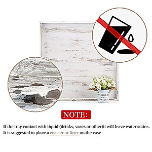 Hanobe Square Large Ottoman Tray: Extra Large Serving Tray with Handles Rustic Wood Whitewash Decorative Coffee Table Trays Farmhouse Home Decor for Living Room Kitchen Counter 24" x 24"