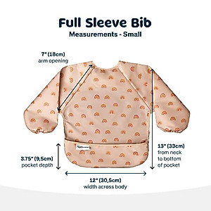 Tiny Twinkle Mess Proof Baby Bib, Cute Full Sleeve Bib Outfit, Waterproof Bibs for Toddlers, Machine Washable, Tug Proof Closure, Baby Smock for Eating, Long Sleeved (Boho Rainbow, Small 6-24 Months)