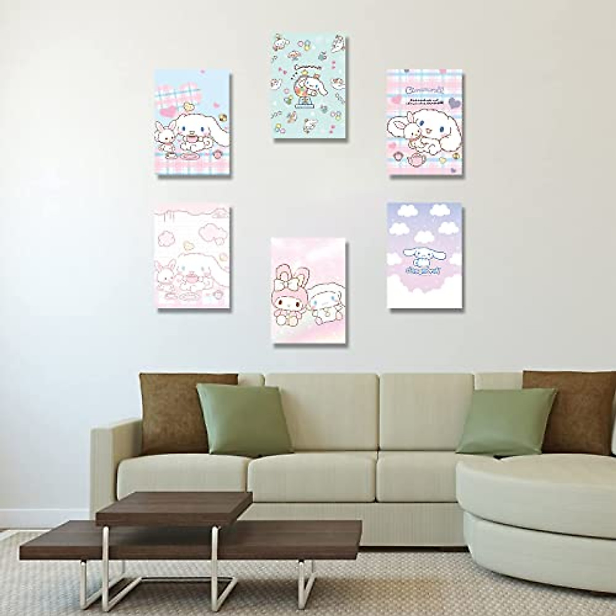 Cinnamoroll Posters, Set of 6 Anime Print Art Cute Posters For Home Bedroom and Dorm Wall Decor, Cinnamoroll Posters Gift Set For Teens, 10x14 Inches, No Framed