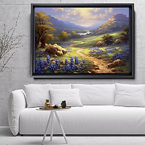 Enchanting Texas, Native Texas Hill Country Bluebonnet Landscape - Fine Art Print Mounted in a White Mat Board