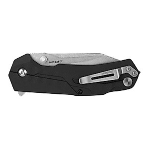 Kershaw Drivetrain Drop Point Pocket Knife, 3.2-in. Blade, SpeedSafe Opening, Frame Lock, Seatbelt Cutter (8655) , Black