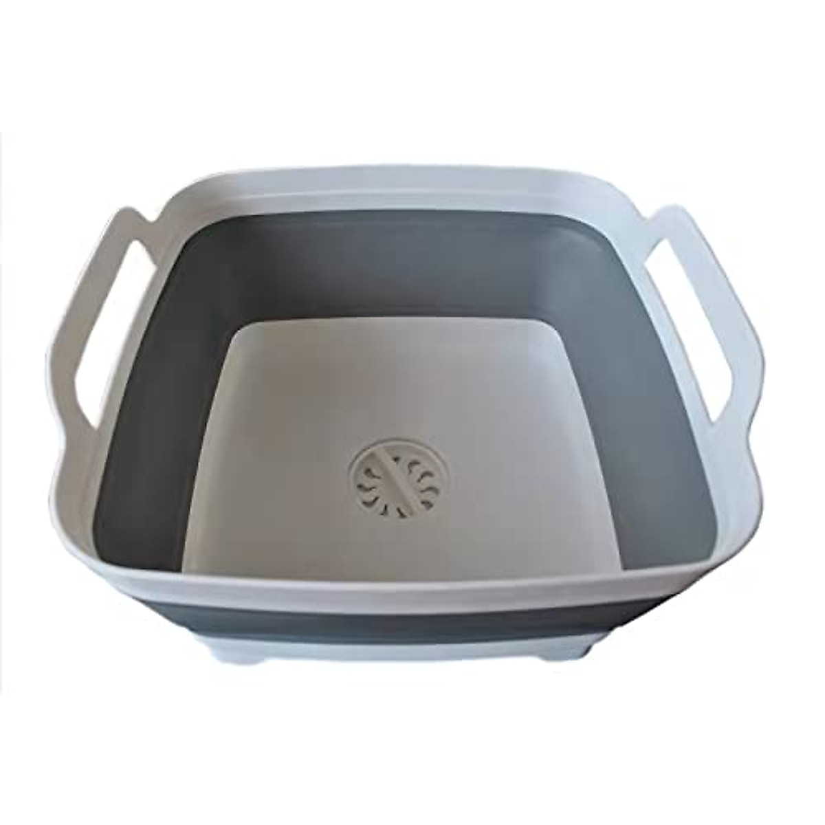 ZL ybxdxz Dish Basin Collapsible with Drain Plug Portable Wash Basin Foldable Sink Tub Carry Handle Dishpan Space Saving Kitchen Storage Tray for Camping, RV, Vegetable, Washing 9L Capacity, Gray