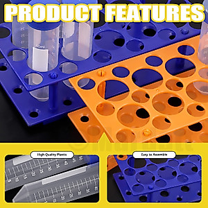 Mardatt 27Pcs 50mL Conical Centrifuge Tubes and 28 Well Centrifuge Tube Holder Set, Polypropylene Sterile Lab Test Tubes with Screw Caps and Graduated Marks, Detachable Plastic Stand for Laboratory