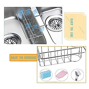 Sink Caddy Organizer 3 in 1 Adhesive Sink Caddy Sponge Holder for Brush Sponge Dishcloth Storage Stainless Steel Basket (3 in 1 Adhesive Holder)