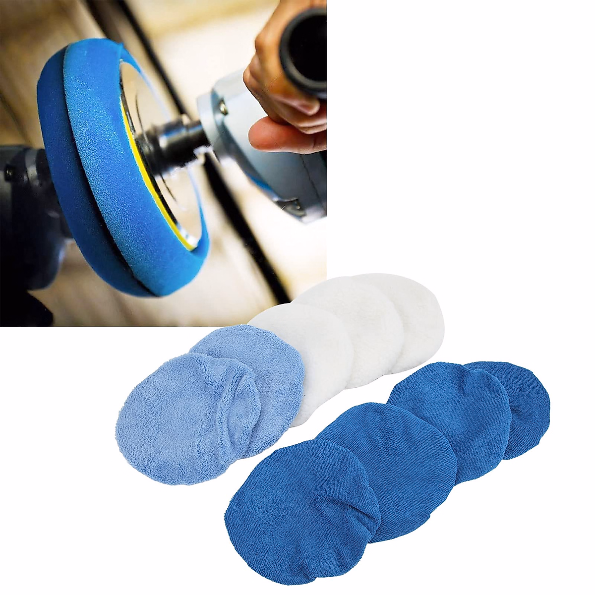 9 Pcs 6 Inches Buffer Bonnets Waxers Bonnet Set,Car Orbital Buffer Polisher Pad Bonnet Microfiber Polishing Buffing Bonnet Set for Cars Motorcycles