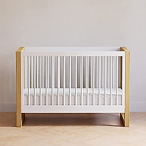 NAMESAKE Nantucket 3-in-1 Convertible Crib with Toddler Bed Conversion Kit in Warm White and Honey, Greenguard Gold Certified (M23301RWHY)