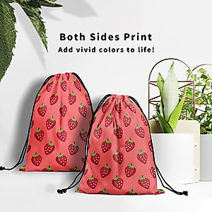 Red Strawberry Gymnastics Grip Bag - Pink Strawberries Grip Bags for Gymnasts Cute Juicy Fruit Gymnastic Bag Tasty Ripe Spring Summer Fruits Gym Pouch Bag Water Resistant String Bag