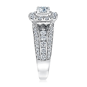 2ctw Round Diamond 75th Anniversary White Gold Engagement and Wedding Ring Bridal Set | Timeless Collection - Size 8