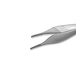 Cynamed T/C Adson Plastic Surgery Forceps 4.75" Straight Fine Point with Tungsten Carbide Inserts Surgical Veterinary Instruments with Gold Handle (Serrated Tips, Adson Dressing Forceps, TC)