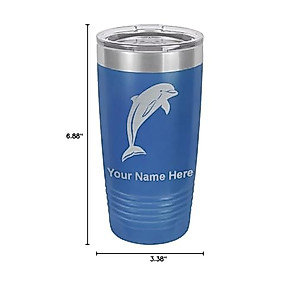 LaserGram 20oz Vacuum Insulated Tumbler Mug, Dolphin, Personalized Engraving Included (Dark Blue)
