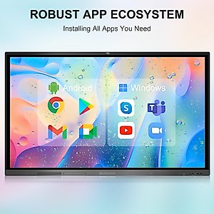 EUNIVON Smart Board, 65'' 4K UHD Interactive Whiteboard, Dual System Interactive Touch Screen Smart Whiteboard, Smartboard for Classroom and Business (Stand Not Included)