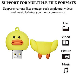 SBR USB Flash Drives,8GB / 16GB / 32GB / 64GB Waterproof Silicone USB 2.0 USB Flash Memory Stick Data Storage Pendrive Thumb Drives (64GB,Yellow Duck)