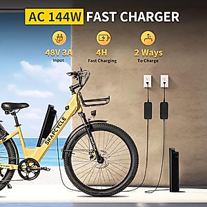 Snapcycle Stinger Electric Bike for Adults, 28 MPH, Peak 750W Brushless Motor, AC 144W Fast Charge, 614Wh EVE Removable Li-ion Battery, 26"×3" Fat Tire Commuter Ebike, 7-Speed Gear