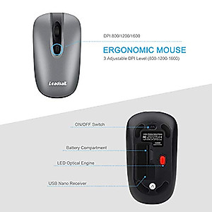 LeadsaiL Wireless Keyboard and Mouse Combo, Wireless USB Mouse and Computer Keyboard Set, Compact and Silent for Windows Laptop, Desktop, PC