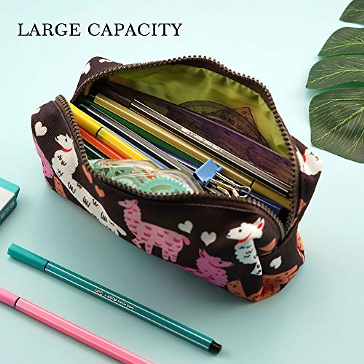 Llama Pencil Case Large Capacity Canvas Pen Bag Pouch Stationary Case Makeup Cosmetic Bag (Llama)
