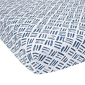 Lambs & Ivy Signature Crosshatch Organic Cotton Navy Blue Fitted Crib Sheet