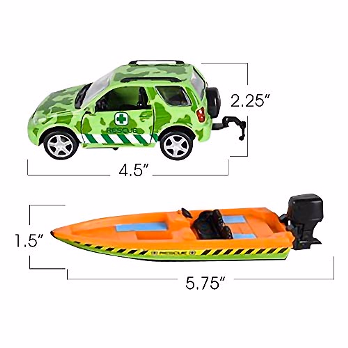 ArtCreativity SUV Toy Car with Trailer and Speedboat Playset for Kids, Interactive Jungle Play Set with Detachable Speed Boat and Opening Doors on 4 x 4 Toy Truck, Best Birthday Gift for Boys & Girls