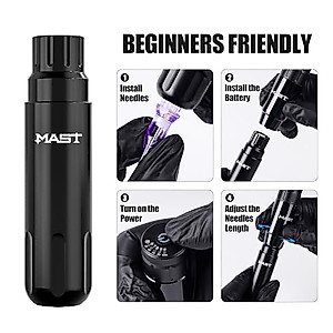 Mast Tour Tattoo Gun Kit, Wireless Rotary Tattoo Pen Machine Kit, 2 Tattoo Batteries Power Supply, 20Pcs Needles, Complete Tattoo Kit