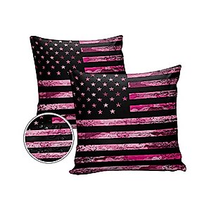 Funnywall88 Waterproof Throw Pillow Covers Set of 2 Camo Independence Day American Flag Patriotic Couch Pillow Cases Outdoor Sofa Cushion Cover Home Decor for Bed Living Room, 16" x 16"