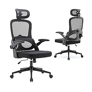 SIHOO M102C Ergonomic Office Chair - High Back Office Chair, Big and Tall Office Chair with Flip-Up Armrests, Adjustable Lumbar Support,Desk Chair with Adjustable headrest for Home Office Green