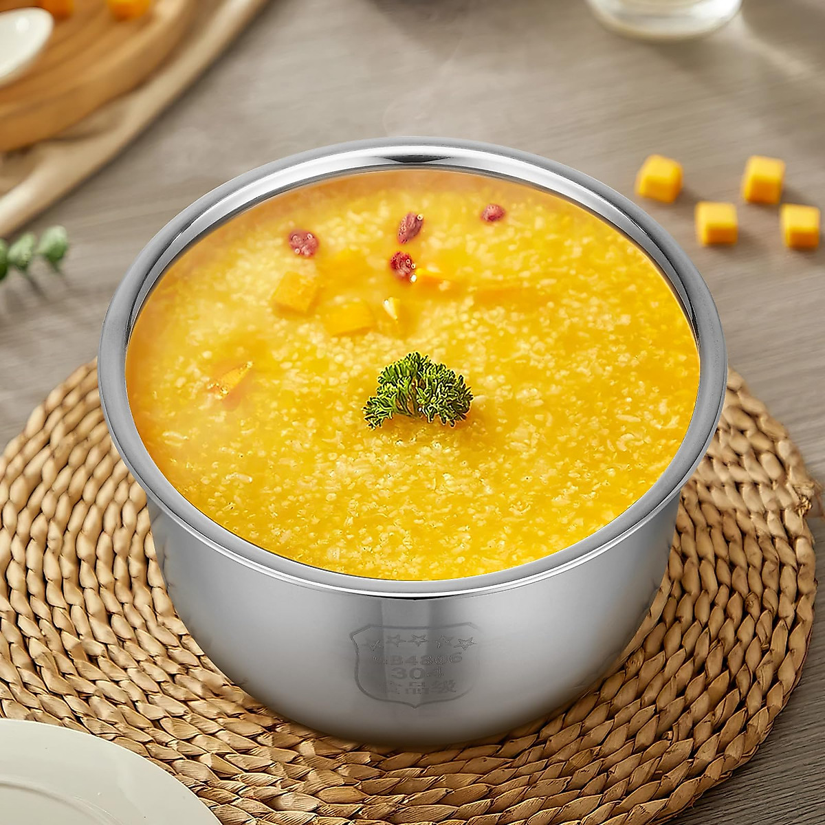 Ciieeo Inner Cooking Pot Universal Inner Pot Stainless Steel Inner Pot Rice Cooker Supply (Higher Bottom)