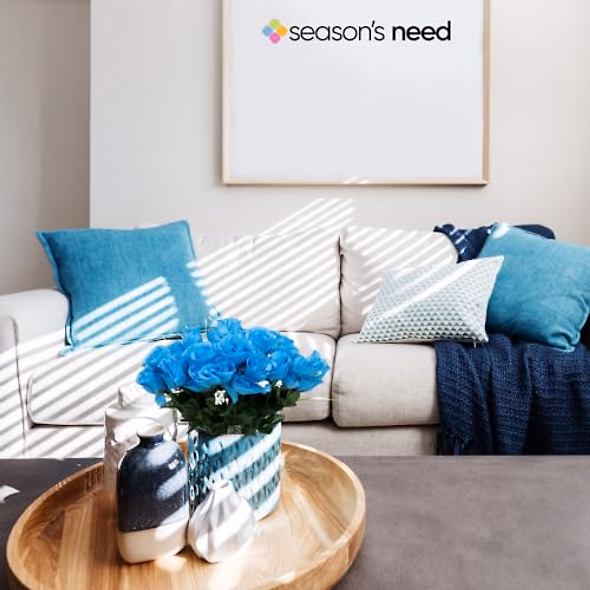 SN Decor Season’s Need Artificial Flowers 84Pcs Real Looking Turquoise Bulk Fake Roses with Baby’s Breath for DIY Wedding Bouquets Baby Shower Centerpieces Party Tables Home Decorations