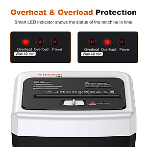 Bonsaii 14-Sheet Home Office Paper Shredder, 40-Minute Shredder for Home Use, Cross Cut Heavy Duty Shredder, CDs, Mails, Staple, Clip, with 4 Casters (C169-B)
