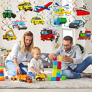 Pajean 54 Pieces Transportation Birthday Party Decorations Cars Theme Party Hanging Swirl Decor for Kids Vehicles Birthday Party Transportation Party Baby Shower Supplies