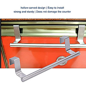 Garosa Bath Towel Bar Stainless Steel Hangable Towel Rack Punch Free Hanging Buckle Kitchen Towel Holder Single Bars Dish Cloth Hanger for Cabinet Bathroom Kitchen (36cm)