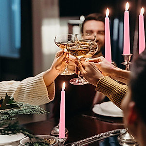 12 Pack Pink Taper Candles - Taper Candles 10 Inch Dripless, Smokeless & Unscented - 8 Hours Long Burning - Tall Candlesticks - Ideal for Weddings, Dinner Parties, Home Decor, Birthday Party