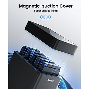 ORICO 5 Bay 3.5inch Hard Drive Enclosure USB 3.0 to SATA Magnetic Tool-Free External HDD Docking Station Case with 12V/6.5A Power Adapter for Family Storage Expansion Up to 90TB (5x18) - DS500U3