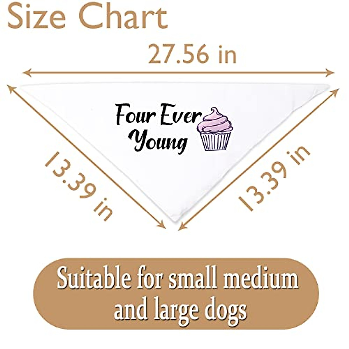 JXGZSO 1 Piece Four Ever Young Fourth Birthday Cupcake Dog Bandana Birthday G Birthday Boy Dog Bandana (Four Ever Young D)