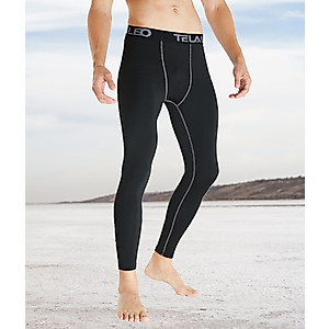 TELALEO 5 Pack Men's Compression Pants Workout Leggings Running Athletic Sports Basketball Tights Baselayer XL